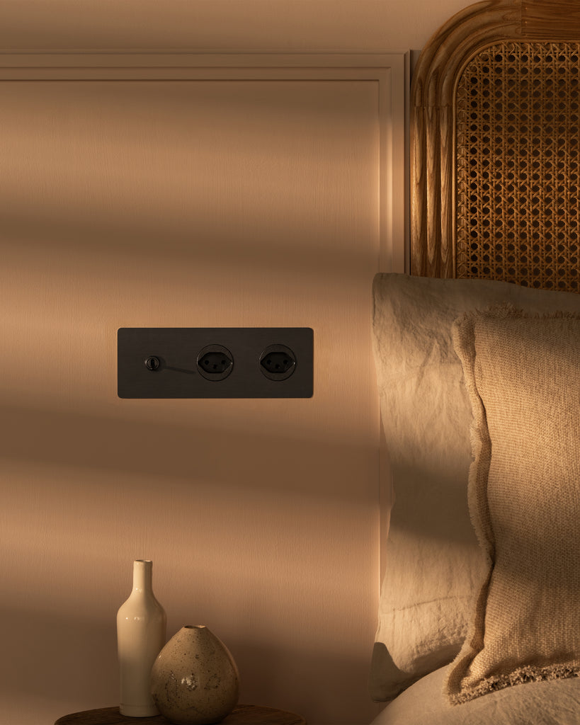 Triple Toggle & 2x Swiss Module Round Bronze Black | Switches & sockets