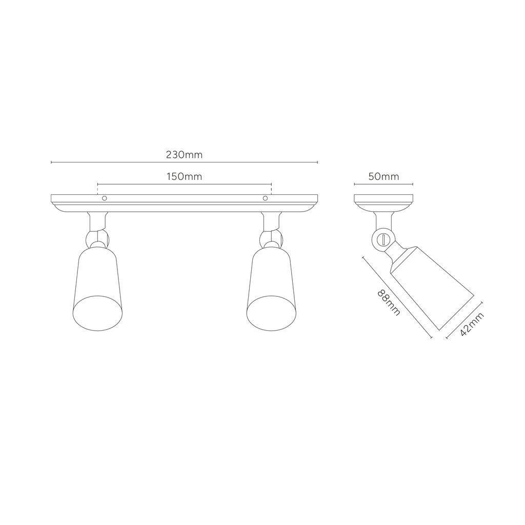 Bayliss 35mm Double Ceiling Spotight | Antqiue Brass