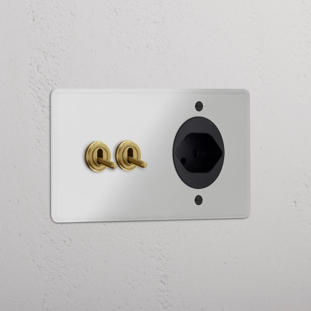 Double 2x Toggle & Swiss Module Round Clear Antique Brass Black ...