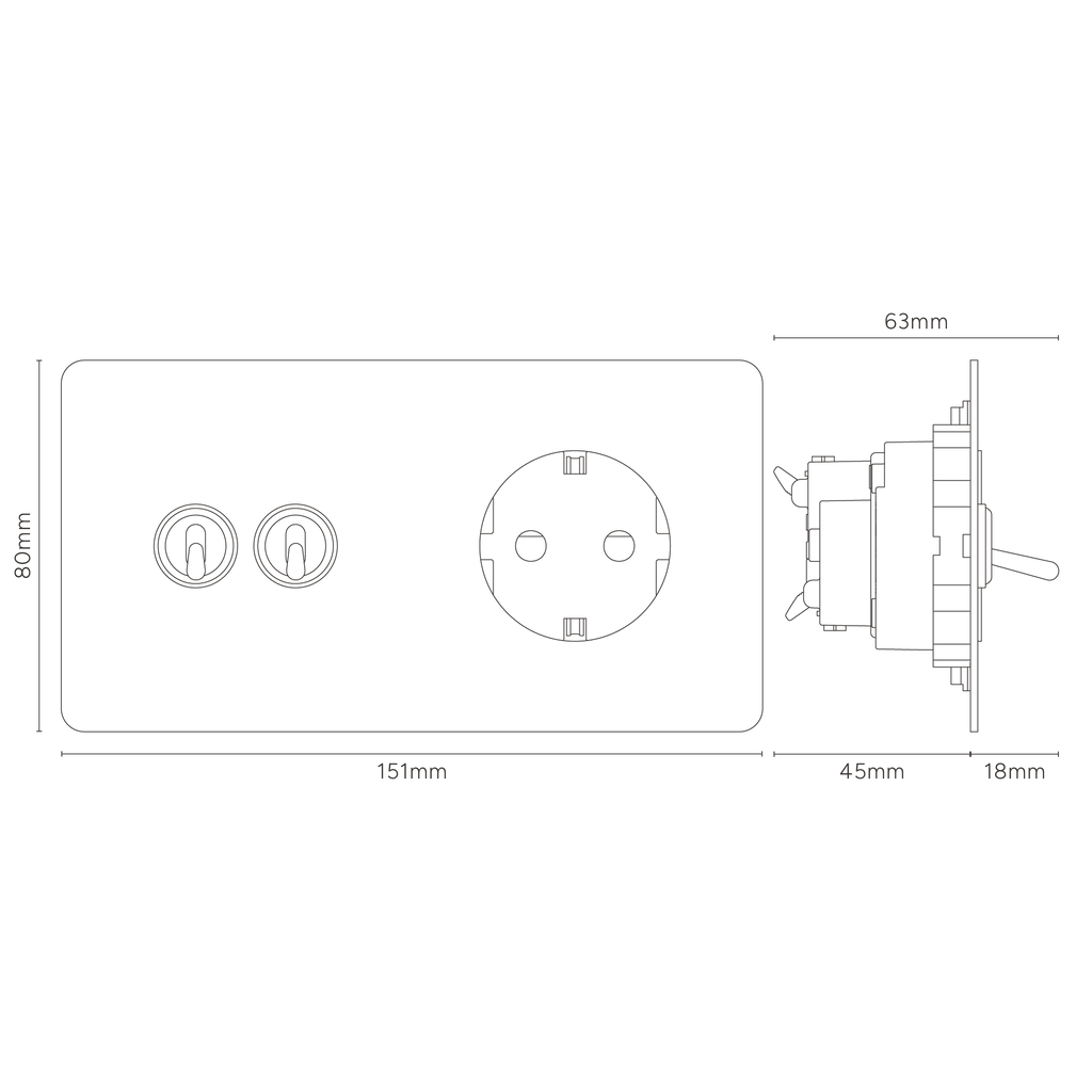 2x Tuimelschakelaar & Rond Schuko Type F Stopcontact (Dubbele ...