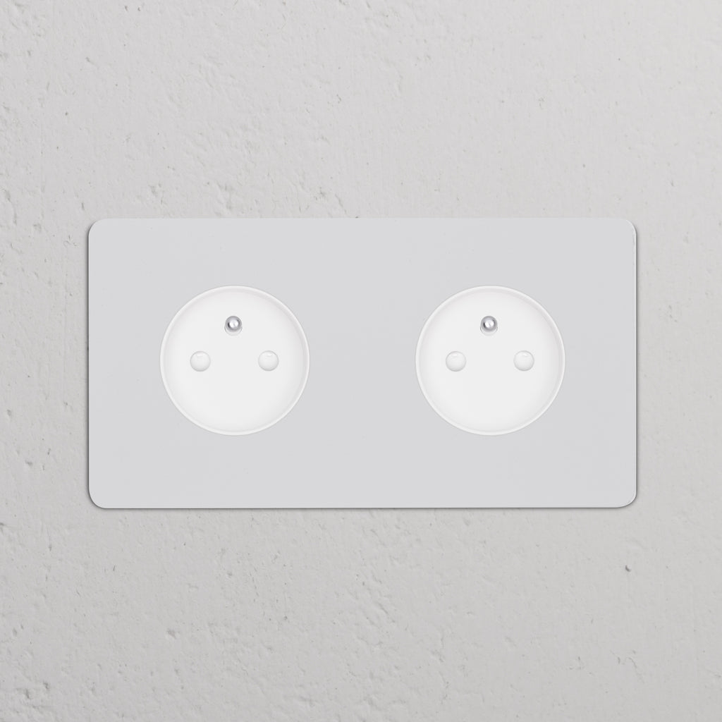 Double 2x Type E Power Module Round Paintable White | Switches & sockets
