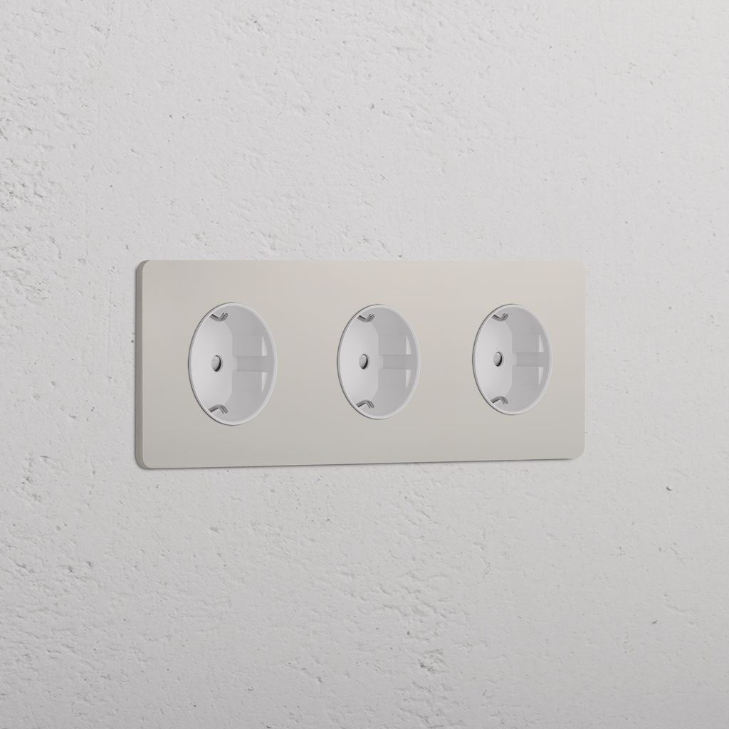 Grove Triple 3x Schuko Type F Socket - Polished Nickel | White
