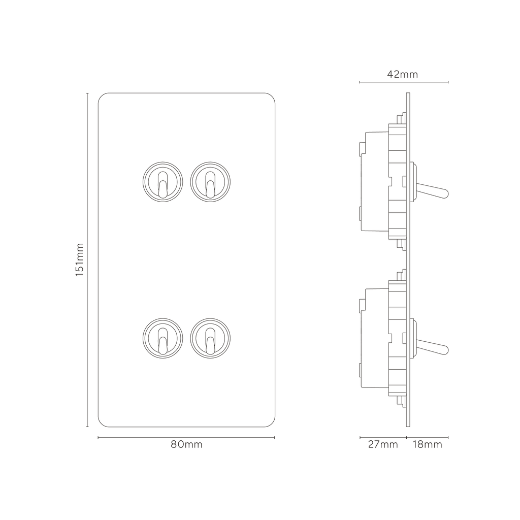 Double 4x Vertical Toggle Switch Paintable Polished Nickel| Switches ...