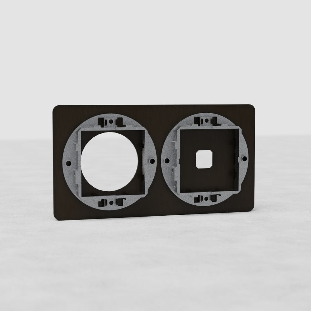Double 1x Switch & 1x Module Plate Round EU Bronze | Components ...