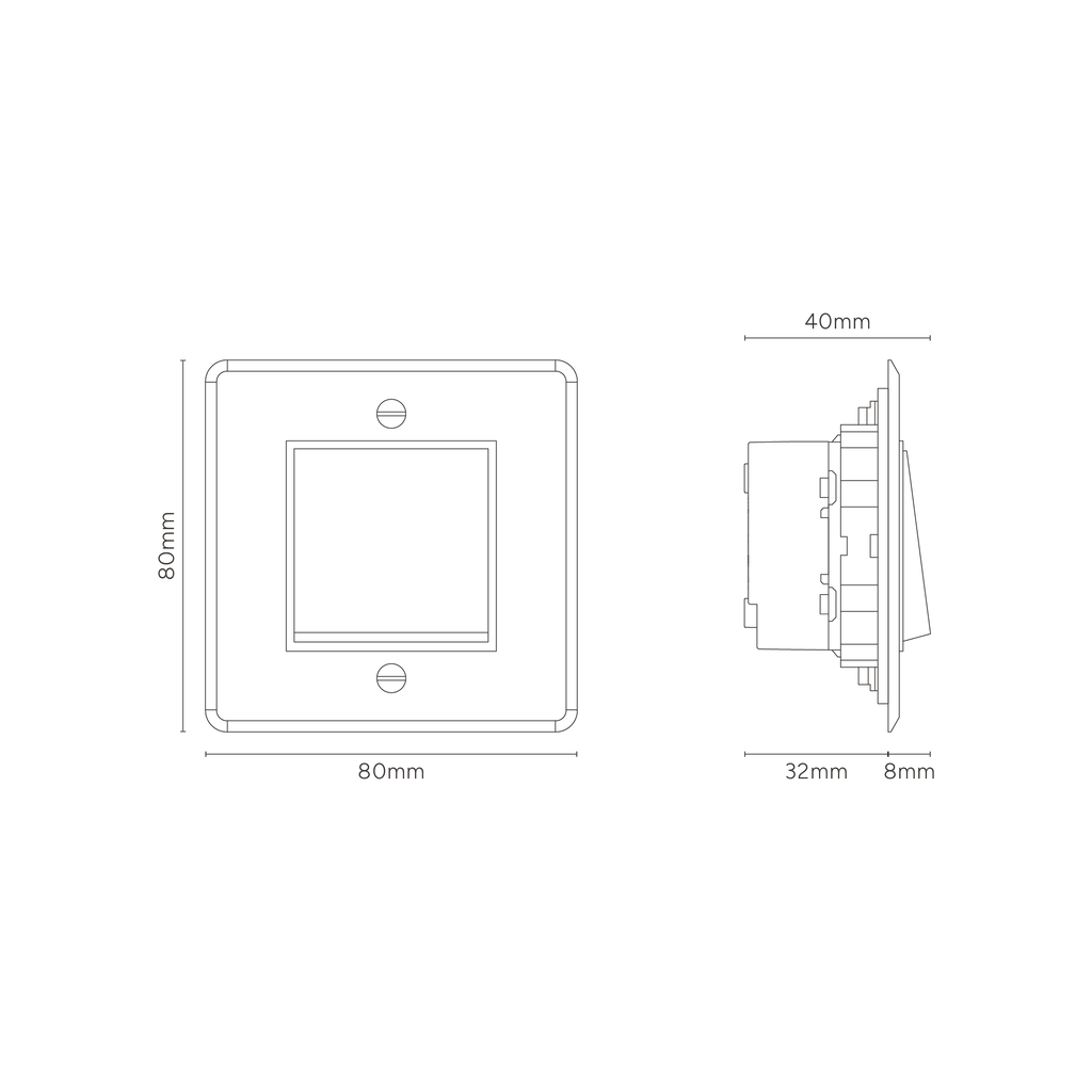 Single centre-retractive Rocker Switch | Clear Polished Nickel Black