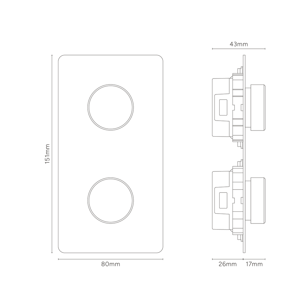 Double 2x Vertical Dimmer Switch Multiway Paintable Bronze Black ...