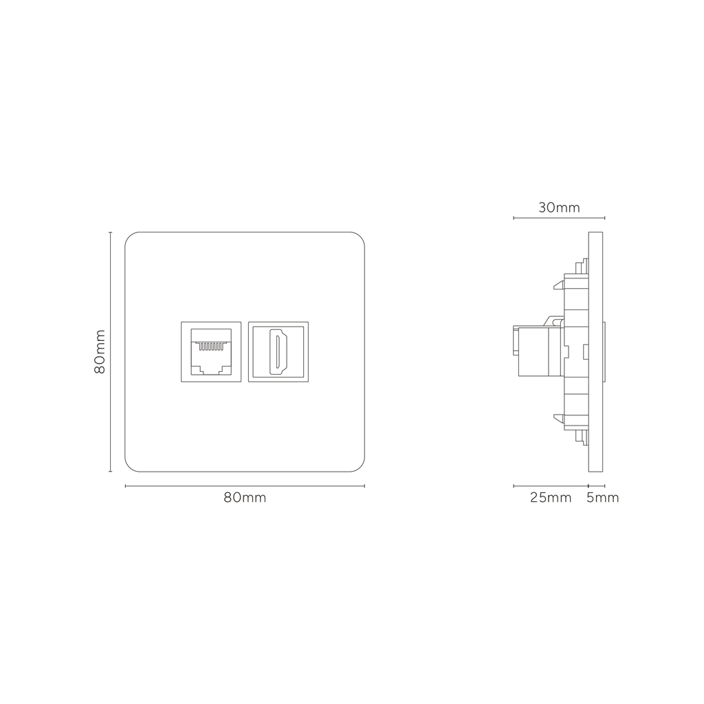 Grove Módulo RJ45 e HDMI individual – Bronze Preto