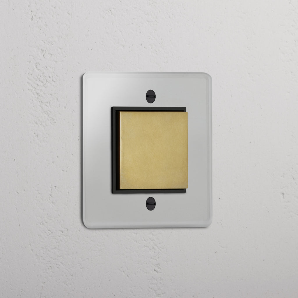 Single centre-retractive Rocker Switch | Clear Antique Brass Black